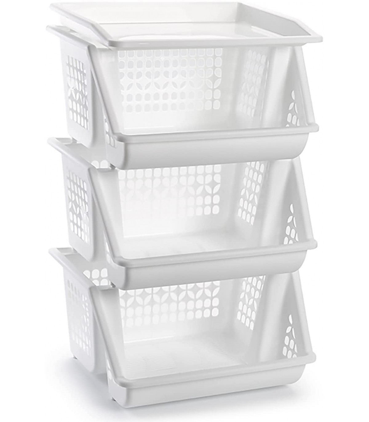 Verdulero Cocina de 3 Alturas de Plastico, 39x32x62cm (Blanco)