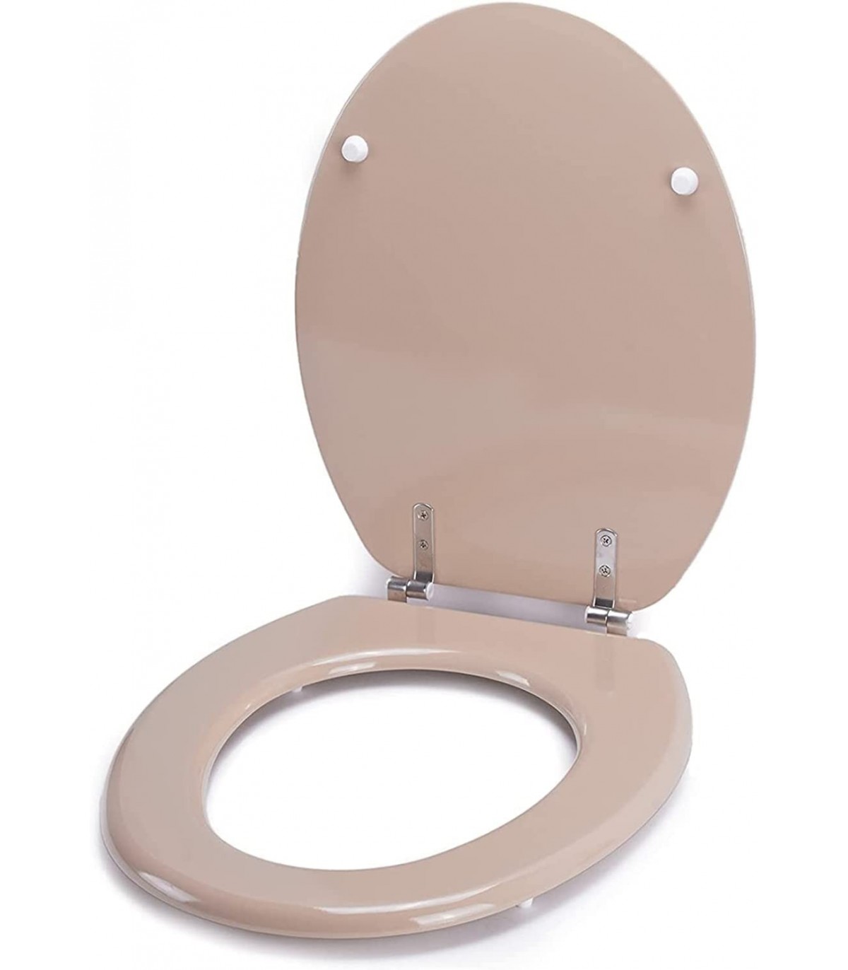 Tapa wc Universal de Madera, Beige, Bisagras de Acero Inox, 43,5x37,5 cm